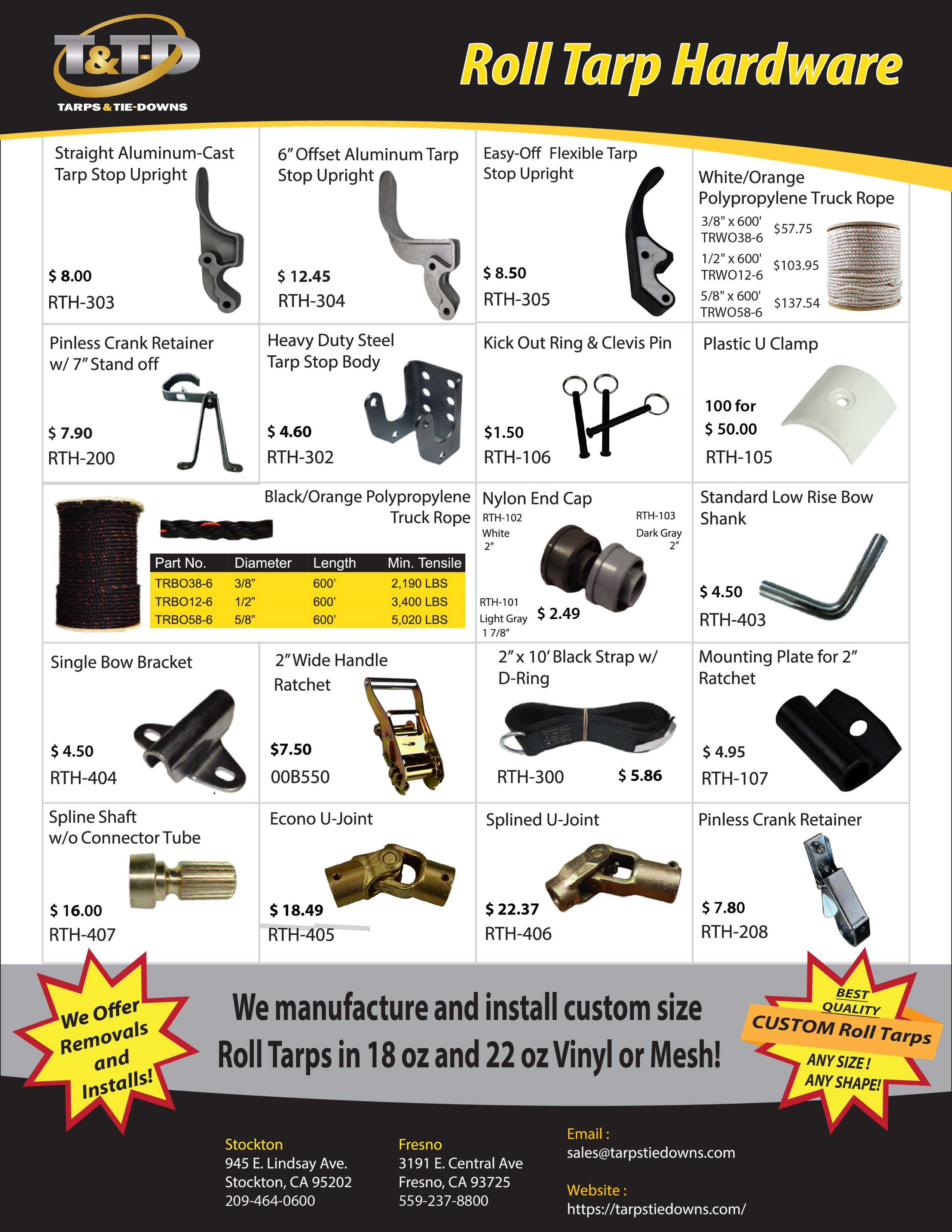 6' Off-Set Aluminum Tarp Stop Upright — Tarps & Tie-Downs