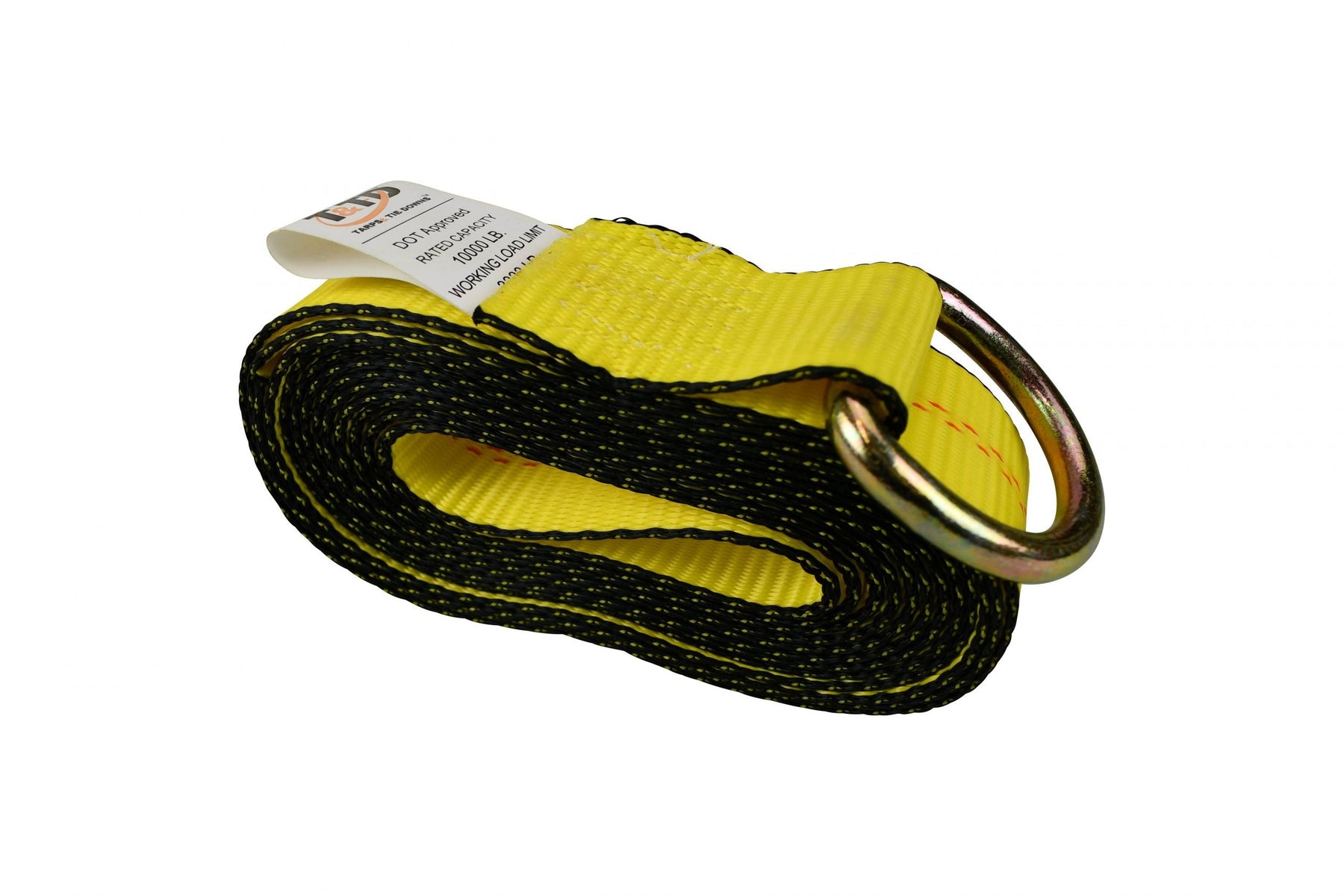 2" x 10' Long Yellow Strap with Heavy Duty D-Ring – Tarps & Tie-Downs